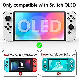 HEYSTOP Case Compatible with Nintendo Switch OLED Model 2021, Dockable PC Protective Cover with Comfortable TPU Joy-Con Grip Case and 6 Thumb Stick Caps