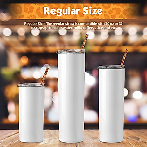 10 Pieces Tall Leopard Print Plastic Straws Set Cheetah Leopard Reusable Straws Safari Themed Disposable Drinking Straws with 2 Cleaning Brushes Fits 20oz, 22oz, 32oz Tumblers