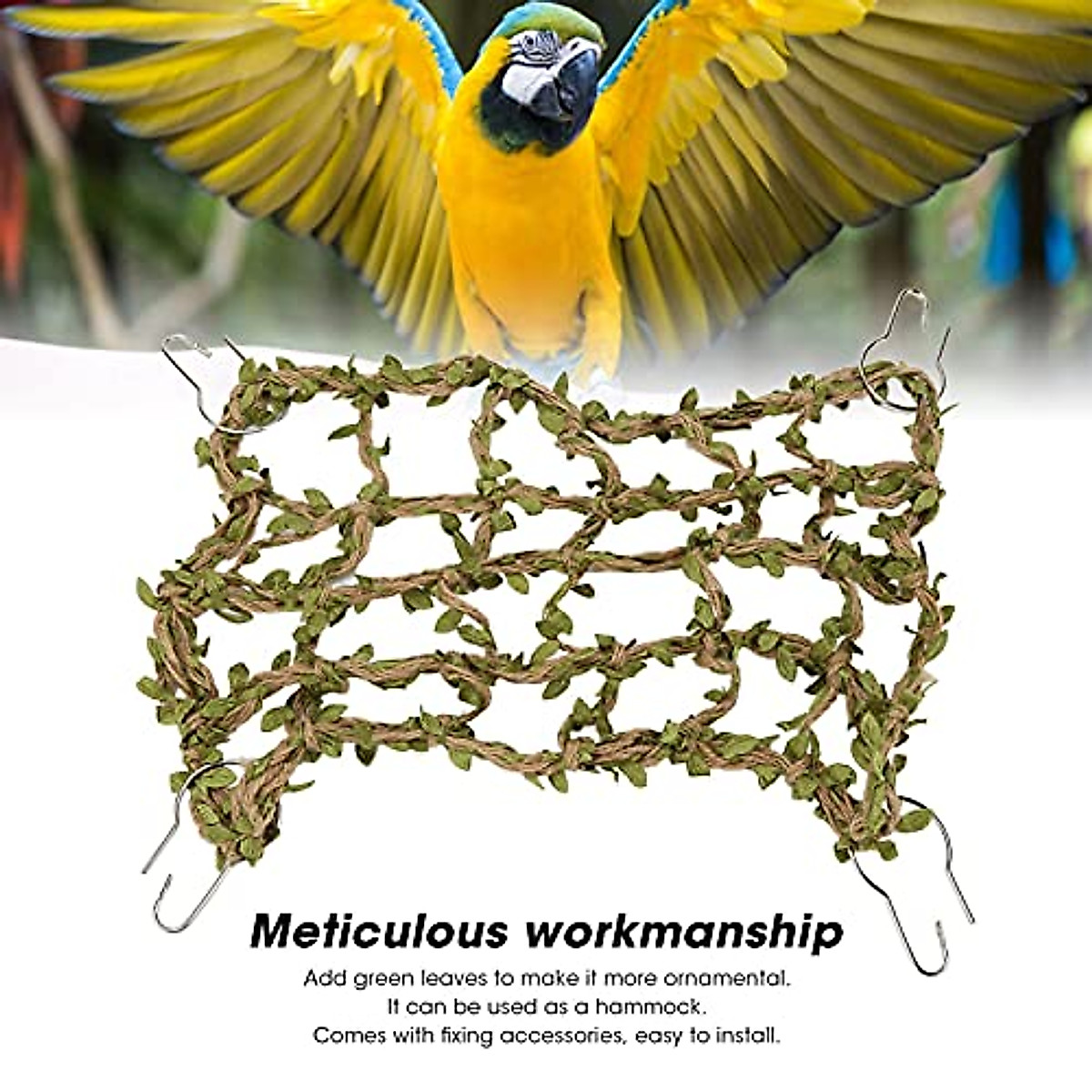 Pet Bird Climbing Rope Net, Perch Toy Decor Cotton Hemp Rope Ladder Small Animal Rope Net Ladder Small Animal Rope Net Bird Climbing Net for Birds and Hamsters