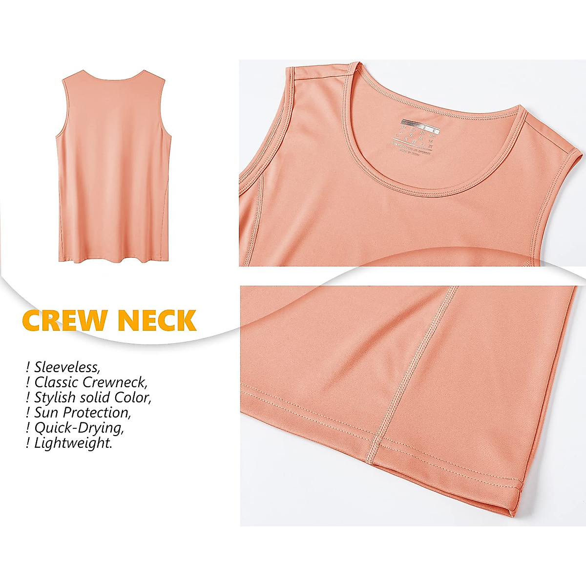 TACVASEN Workout Tops for Women Running Tank Tops Sleeveless Athletic Tank Tops Gym Shirts Quick Dry Sport Tank Top for Women Apricot