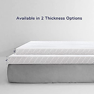 BedStory 3 Inch Queen Size Memory Foam Mattress Topper Firm, Pain-Relief Bed Topper, Enhanced Cooling Pad, Gel Infused High-Density Foam Motion Isolation, Skin-Friendly Cover CertiPUR-US Certified