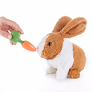Think Gizmos Plush Rabbit Pet Toy – Cuddle Soft, Furry, Interactive Toy Animal, Hops Around Plus Comes with Pretend Play Carrot