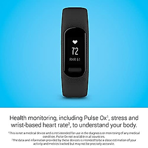 Garmin vívosmart® 5, Fitness Tracker, Long-Lasting Battery, Simple Design, Black Large