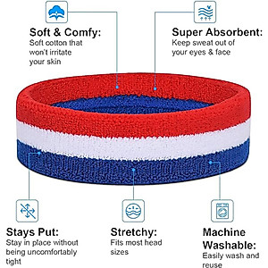 Favofit Sweat Band Headband Wristbands for Men - Head Wrist Sweatband Set for Women Kids Boys Girls - Ideal for Sports Athletics Event Workout Exercise Basketball Running Tennis Football