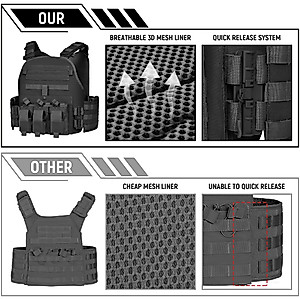 GFIRE Tactical Vest - Airsoft Lightweight Modular 3D Breathable Quick Release Vest, Adjustable Tactical Gear for Training