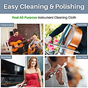 CATIFLIN 8 Pack Large Instrument Cleaning Cloth, Lint Free Guitar Cleaning Cloth, Soft Polishing Cloth For Flute, Cello, Viola, Violin, Trumpet, Clarinet, String Instruments (12"X12", Light Blue)