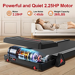 XMKEY Walking Pad-Under Desk Treadmill-2 in 1 Treadmills for Home-Walking Treadmill with Remote Control, Portable Mini Treadmill 265 lbs Capacity, Bluetooth and LED Display