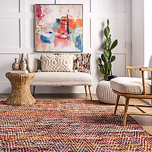 nuLOOM Rochell Hand Woven Chevron Area Rug, 3x5, Magenta