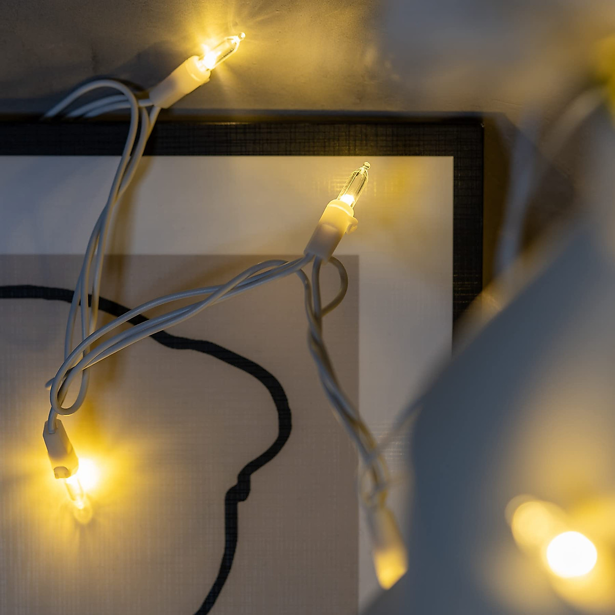 YULETIME 66 Feet 200 Count Color Changing LED String Lights with 10 Modes Remote Control, Warm White/Multicolor Variable Color Christmas Lights (White Wire)