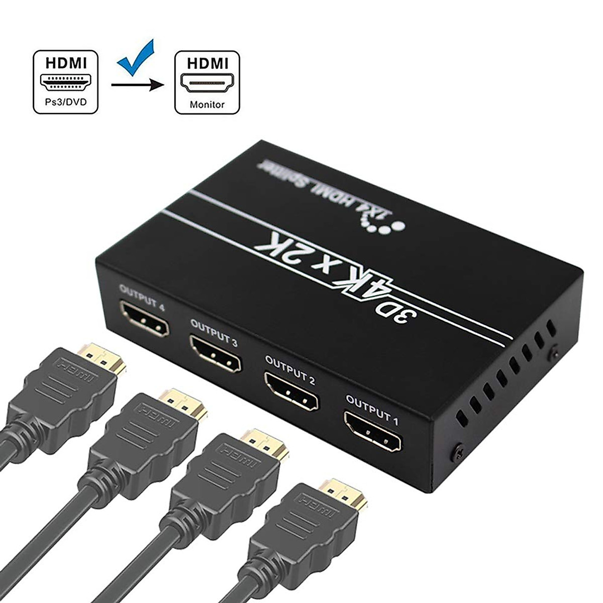 VSVABEFV 4K HD HDMI Switch, 4 Ports 4K x 2K HDMI 2.0 Switcher Hub Port Switches with IR Wireless Remote, for Mackbook HDTV Laptop Xbox 360 PS4 PS5