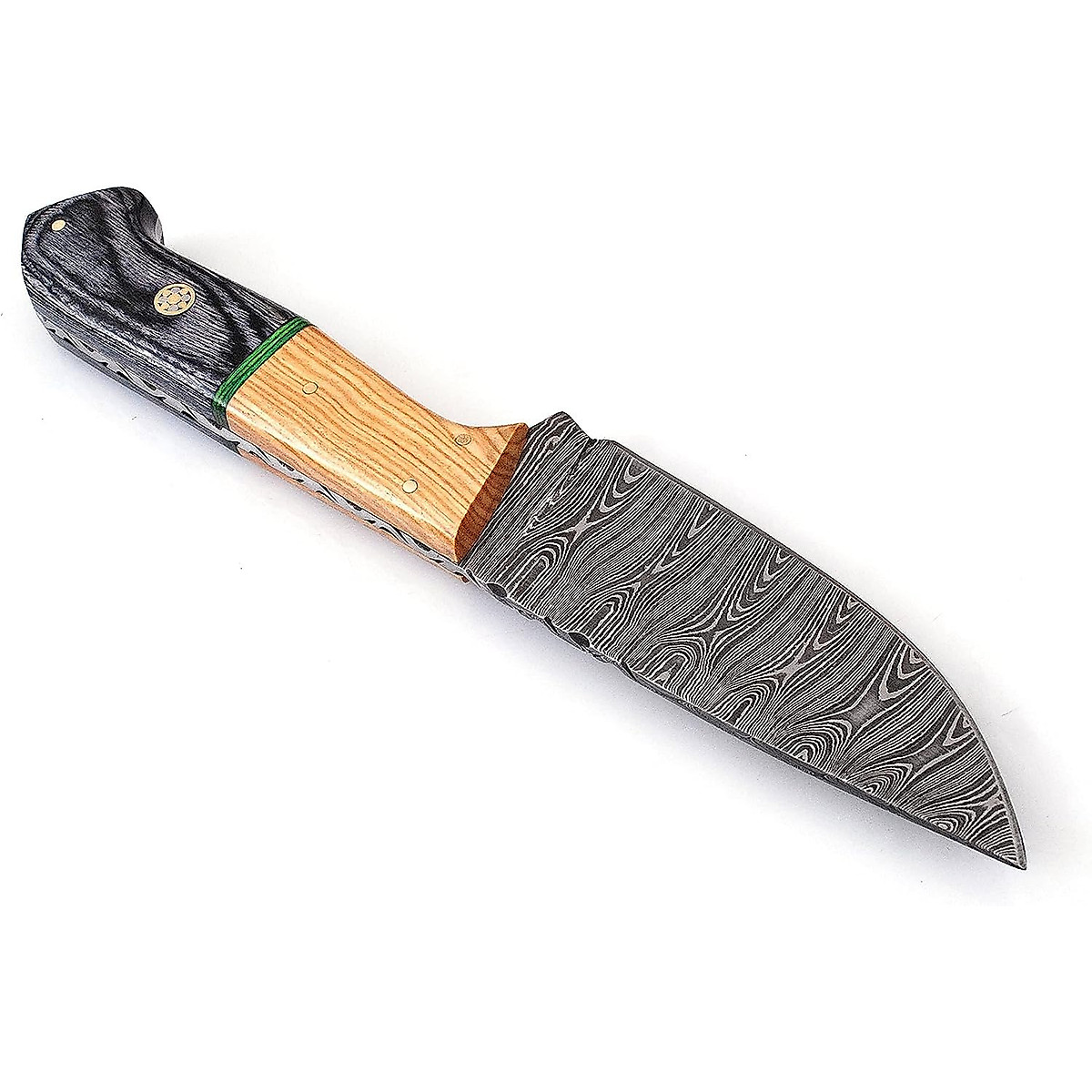 Damascus Knives Custom Handmade Damascus Hunting Knife- Best Damascus Steel Blade Hunting Skinning Knife- Fixed Blade Hunting Knife With Sheath Belt Loop (Black&olive) 20101