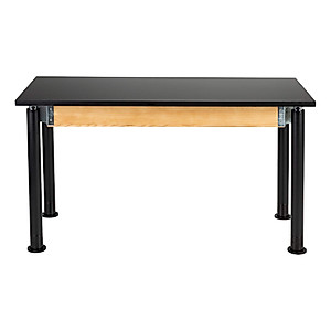 Learniture Heavy-Duty School Science Lab Table with Chemical-Resistant Top, Adjustable Height Science Table for Classrooms, 24" D x 54" W x 29" H, Black