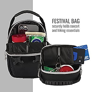 2nd Childhood Festival Crossbody Bag; XL Water Bottle Carrier with Zippered Pocket to Hold Phone, Wallet, and Keys
