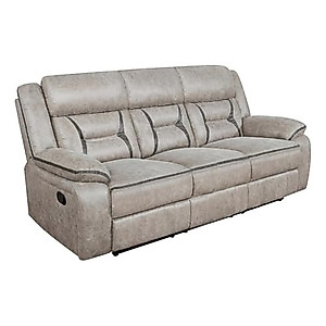 Coaster Greer Upholstered Motion Reclining Sofa, Taupe
