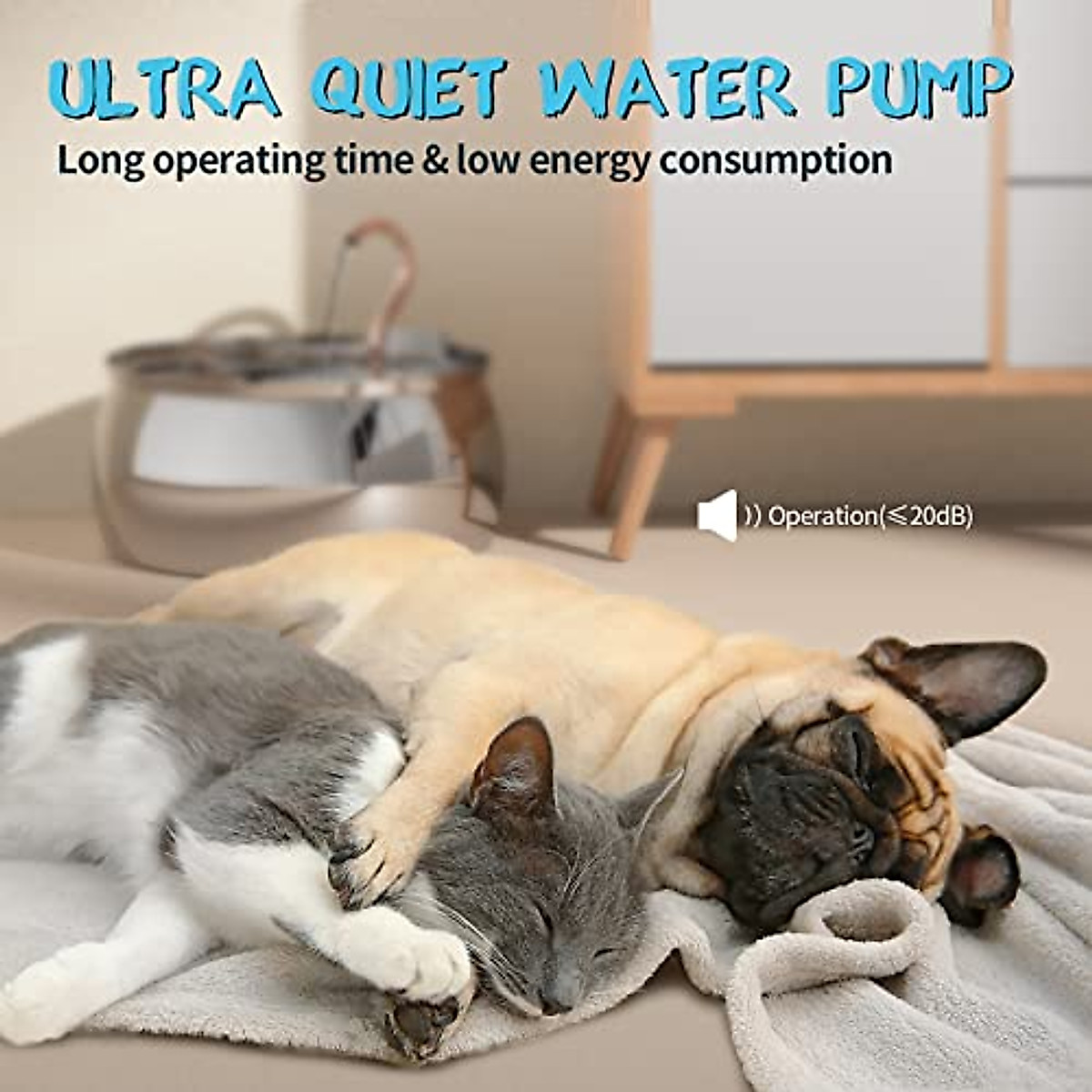 Tomxcute Cat Water Fountain, 4.0L/135oz Automatic Stainless Steel Pet Fountain Dog Water Dispenser, Ultra-Quiet Pump and 3 Replacement Filters & for Cats, Dogs, Multiple Pets…