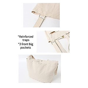 Jeelow Canvas Tote Crossbody Shoulder Bag Handbag Purse With Shoulder Strap For Men & Women (Beige)