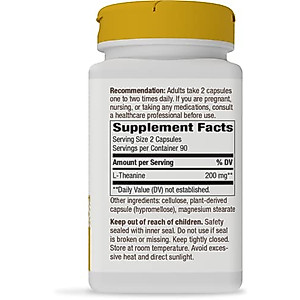 Nature's Way L-Theanine, Stress Support*, Promotes Relaxation*, 200 mg Potency, 180 Vegetarian Capsules