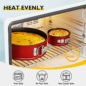 Springform Pan set, Nonstick Leakproof 3 Pcs(4"/7"/9") Cake Pan Bakeware Cheesecake Pan with 3 PcsIcing Spatula, Baking Pan, Round Cake Pans, Cake Decorating Kit, Baking Supplies, Cake Mold-Red