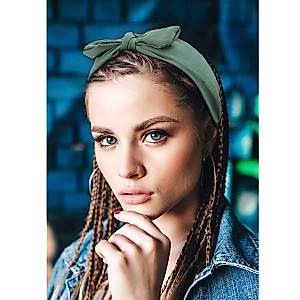 Jaciya 6 Pieces Knotted Bow Headbands for Women Turban Headbands for Women Wide Headbands for Women Knot Headband 6 Colors cintillos de pelo para mujeres