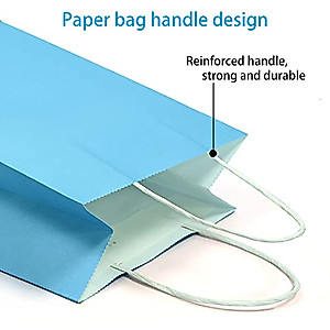 ADIDO EVA 25 PCS Small Gift Bags Blue Kraft Paper Bags with Handles for Party Favors (8.2 x 6 x 3.1 In)