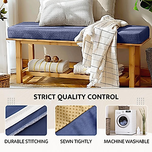 mudilun Custom Cushion Covers Replaceable Water Proof Bench Cushion Cover with Ties/Anti-Slip Bottom/Piping Patio Cushion Covers 100+Colors (Custom Size)