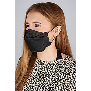 PURE-MSK Trifold Disposable Mask - Made in the USA - Light Weight Easy Breathing Material - Adult Size - 10 Pack - Black