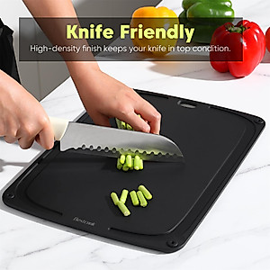 BestCook Kitchen Wood Fiber Cutting Board, High Density Non-Porous Wooden Chopping Board with Juice Groove and Non-slip Feet, BPA Free, Dishwasher Safe, Knife Friendly for Meat Bread Fruit, Black