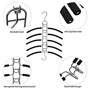 BETTERALL Closet Organizers & Storage 5 in 1 Space Saving Clothes Hangers,Heavy Duty Non Slip Stainless Steel Hangers for Coats,Tank Tops,Shirts,Sweaters(2,Black)