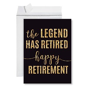 Andaz Press Funny Jumbo Retirement Card With Envelope 8.5 x 11 inch, Farewell Office, The Legend Has Retired 1-Pack, Includes Envelope