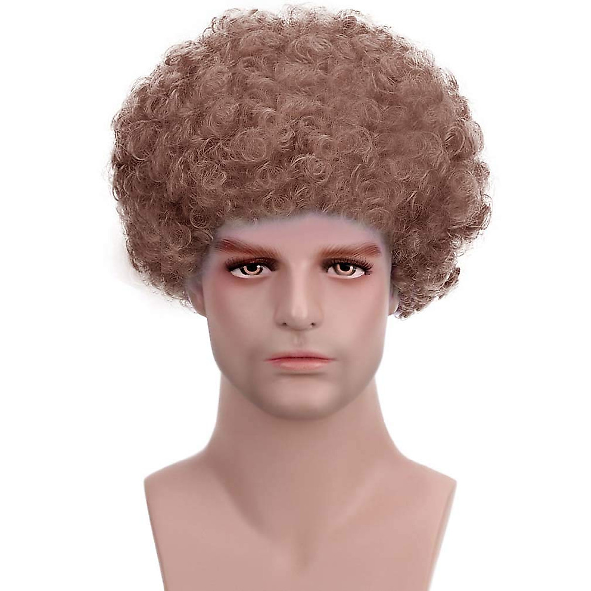 FREE BEAUTY Fluffy Afro Synthetic Clown Wig for Men Women Cosplay Anime Party Christmas Halloween Fancy Funny Wigs (Brown)