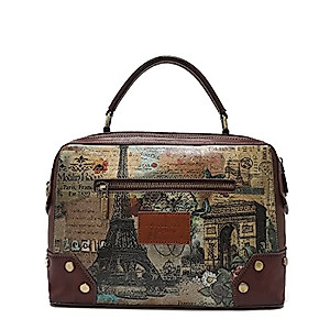 Nicole Lee Paris Fashion Week Medium Top Handle Studded Handbag, Butterfly Flower Embellishments, 2 Compartments, Optional Strap