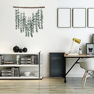 Sggvecsy 17.7‘’Eucalyptus Wall Hanging Artificial Eucalyptus Plant Fake Greenery Vine Boho Wall Decor for Apartment Bathroom Bedroom Kitchen Farmhouse Home Living Room Office Decorations