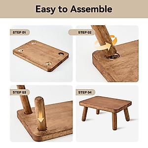 JUJIAFU Wooden Step Stool Anti-Slip Step Stools for Adults Heavy Duty Stepping Stool Kitchen Step Stool for Adults One Step Stool for Office, Bedroom, Garden, Bathroom (6.3" High)