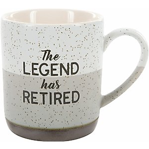 Pavilion Gift Company Large 15 Oz Stoneware Coffee Cup Mug The Legend Has Retired, 15oz, Grey