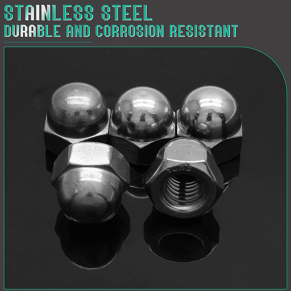 Piutouyar Acorn Cap Nuts Hex Nut 3/8-16, 304 Stainless Steel 18-8 Hex Dome Cap Nut (20Pcs)