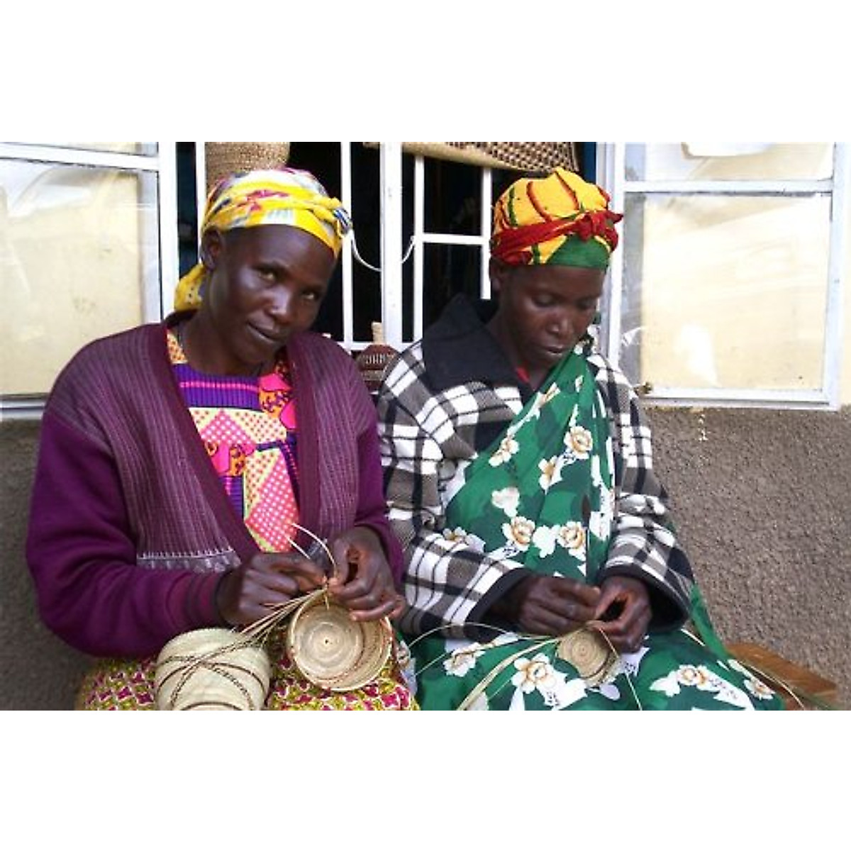 Fair Trade Uganda African Bukedo & Raffia Bowl #UR5816, 15-16" Across