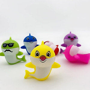 MILIUS Shark Cake Toppers-8 Pack Little Cute Dolphin Family Figures Cake & Cupcake Decorations for Kids Underwater Theme Birthday Party Supplies Baby Shower Bath Toys