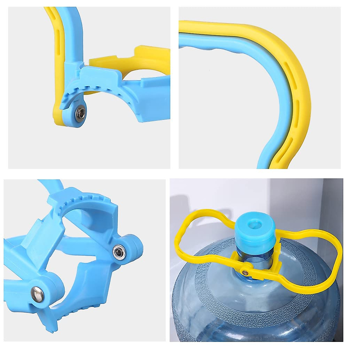 TorSor 2 Pack 5 Gallon Water Bottle Holder Purified Drinking Water Jug Caps Carrier Lift Labor Energy Saving Ergonomic Grip Handle Carrier Non-Slip Holder Lifter Heavy Duty Clip