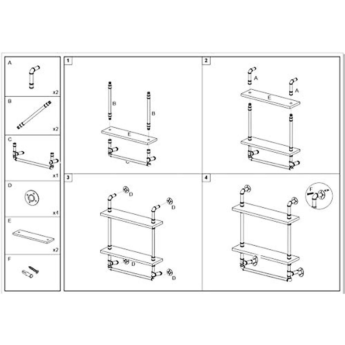 Industrial Bathroom Shelves Wall Mounted 2 Tiered,24in Pipe Shelving Wood Shelf with Towel Bar,Rustic Farmhouse Towel Rack,Metal Floating Shelves Towel Holder,Iron Distressed Shelf Over Toilet