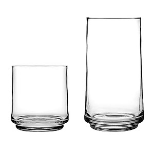 Anchor Hocking Finlandia Drinking Glasses Set, 16 Piece Set (8 Rocks Glasses & 8 Tumbler Glasses)