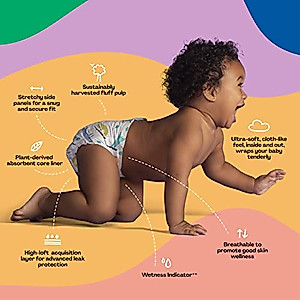 Hello Bello Premium Baby Diapers Size 1 I 35 Count of Disposeable, Extra-Absorbent, Hypoallergenic, and Eco-Friendly Baby Diapers with Snug and Comfort Fit I Building Blocks