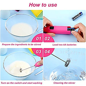 2 Pieces Hand-Held Electric Tumbler Stirrer, Electric Tumbler Mixer, Battery-Operated Epoxy Resin Stirrer, Hand-Held Coffee Frother Electric Tumbler Whisk for Coffee, Egg, Milk, Pink without Battery