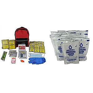 Ready America 72 Hour Emergency Kit, 1-Person, 3-Day Backpack, Includes First Aid Kit & Datrex Emergency Water Packet 4.227 oz - 3 Day/72 Hour Supply (18 Packs), White