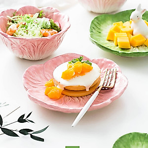 Housoutil Cabbage for Shaped Easter Porcelain Multipurpose Dessert Snack Mixing Design Snacks Tray Serving Bowl Party Display Chinese Salad Kids Green Dinner Plate Seasoning Round Fruit