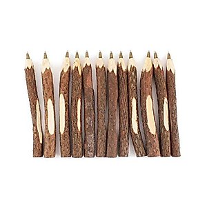 SKKSTATIONERY 12 Pcs Real Wooden Ballpoint Pens, Branch Ballpoint Pens, 5" Long, Black Ink.