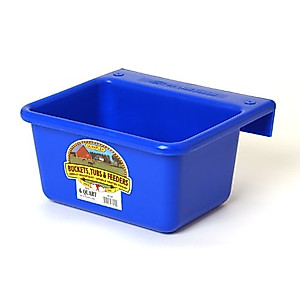 Little Giant® Plastic Mini Feeder | Fence Feeder | Goat Feeder | Durable & Mountable Bucket for Livestock | Made in USA | 6 Quart | Blue