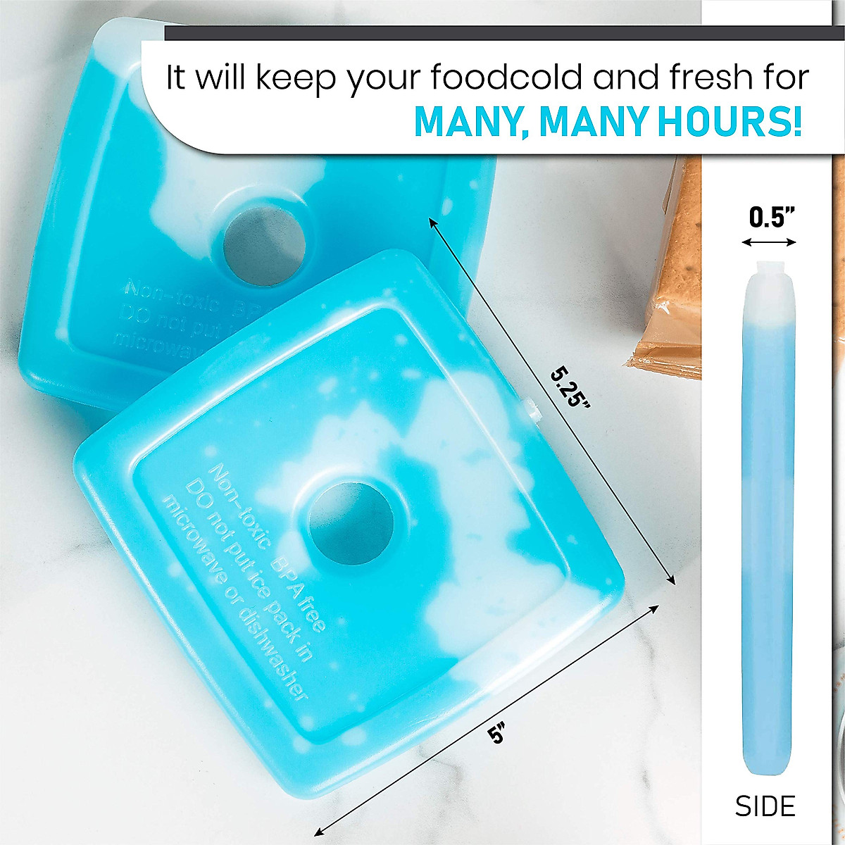 Dynamic Gear Reusable Ice Packs (6 Pack) for Lunch Box - Slim, Lightweight Freezer Cold Packs for Coolers, Lunch Boxes & Camping