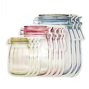 10pc Food Storage Containers Reusable Silicone Food Bags Jar-Shaped Bag Lunch Snacks Fruit Bag for Picnic Travel