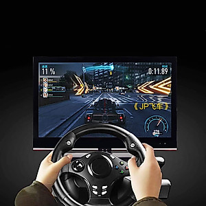 Dual-Motor Racing Wheel, 270 Degree Rotation Steering Wheel for PS3/PS4/XBOX ONE/Xbox 360/NS Switch/PC/Android, with Pedals, Gear Shifter