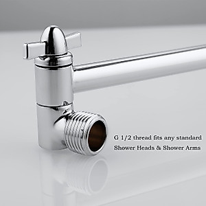 Shower Head Extension Arm, Anti-Leak Solid Brass Adjustable Shower Arm Extender for Rain & Handheld Shower Head, Shower Arm with G1/2 Universal Connector (5 Inch, Chrome)